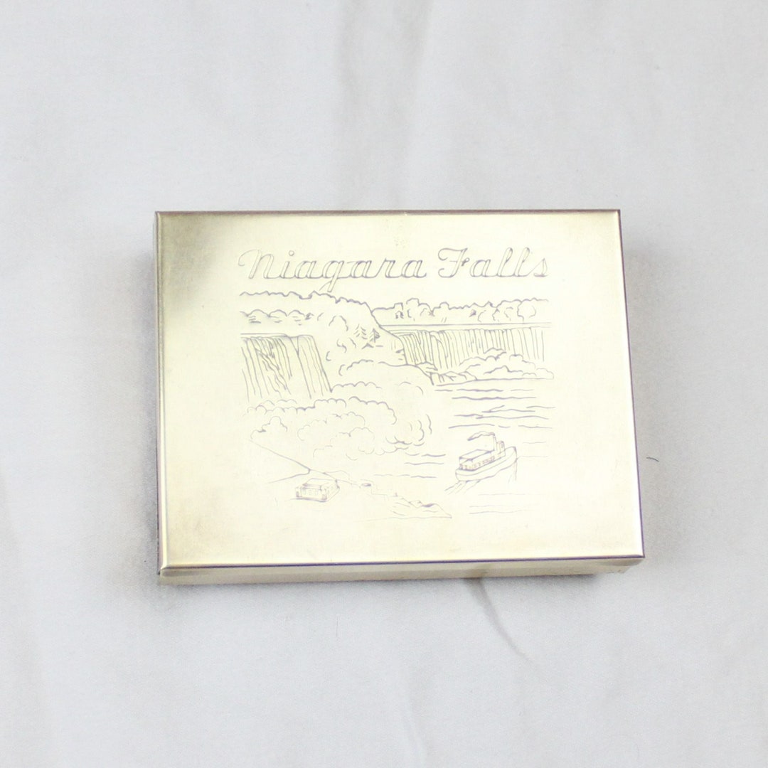 Brass Cigarette Case Engraved Niagara Falls Vintage Smoking Accessories ...