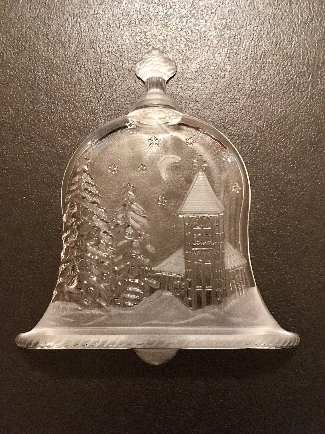 Frosted Glass Christmas Bell Dish | Etsy