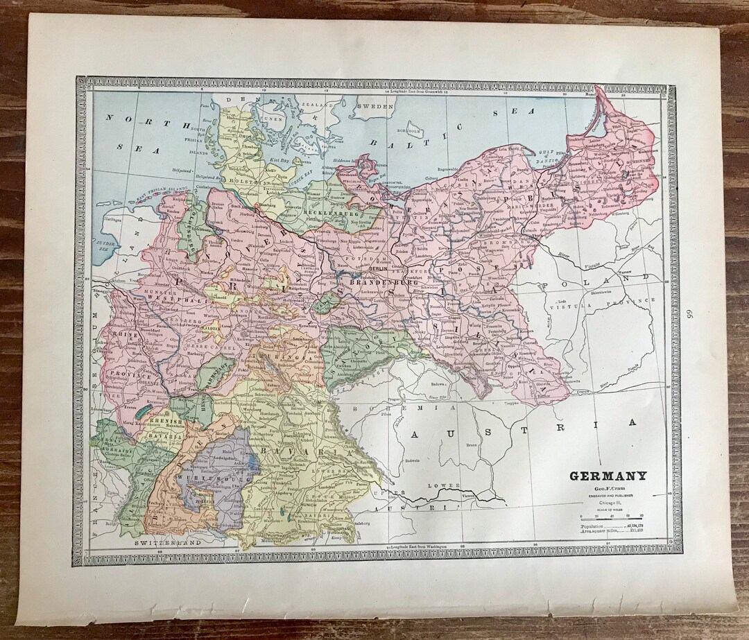 1885 Antique Germany/austria Map: the People’s Illustrated and ...