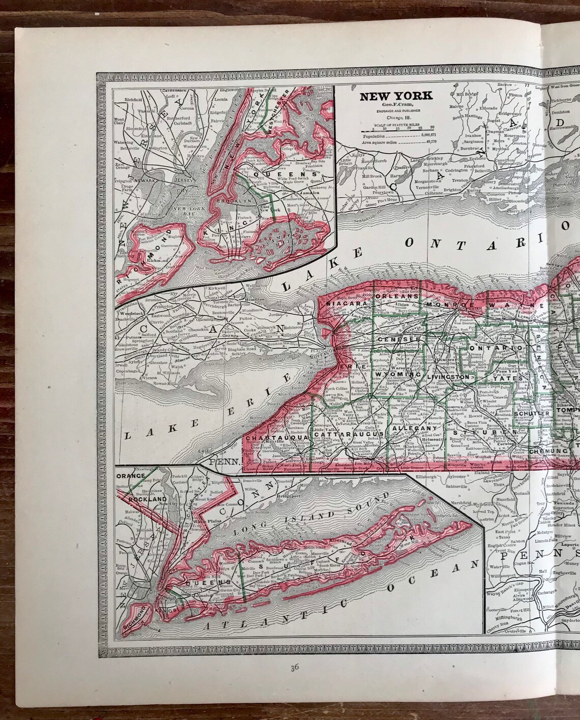 1885 Antique New York Map: the Peoples Illustrated and | Etsy