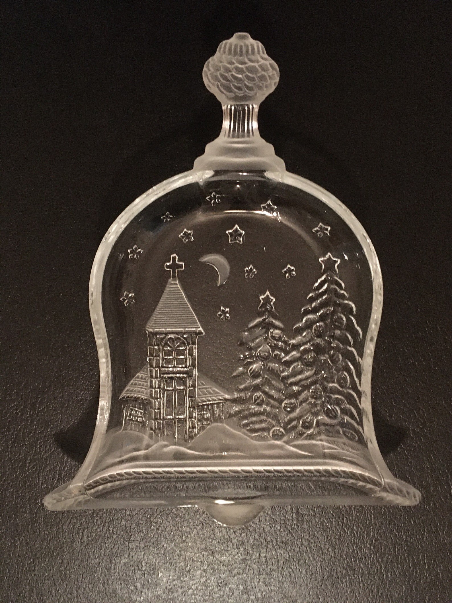Frosted Glass Christmas Bell Dish - Etsy