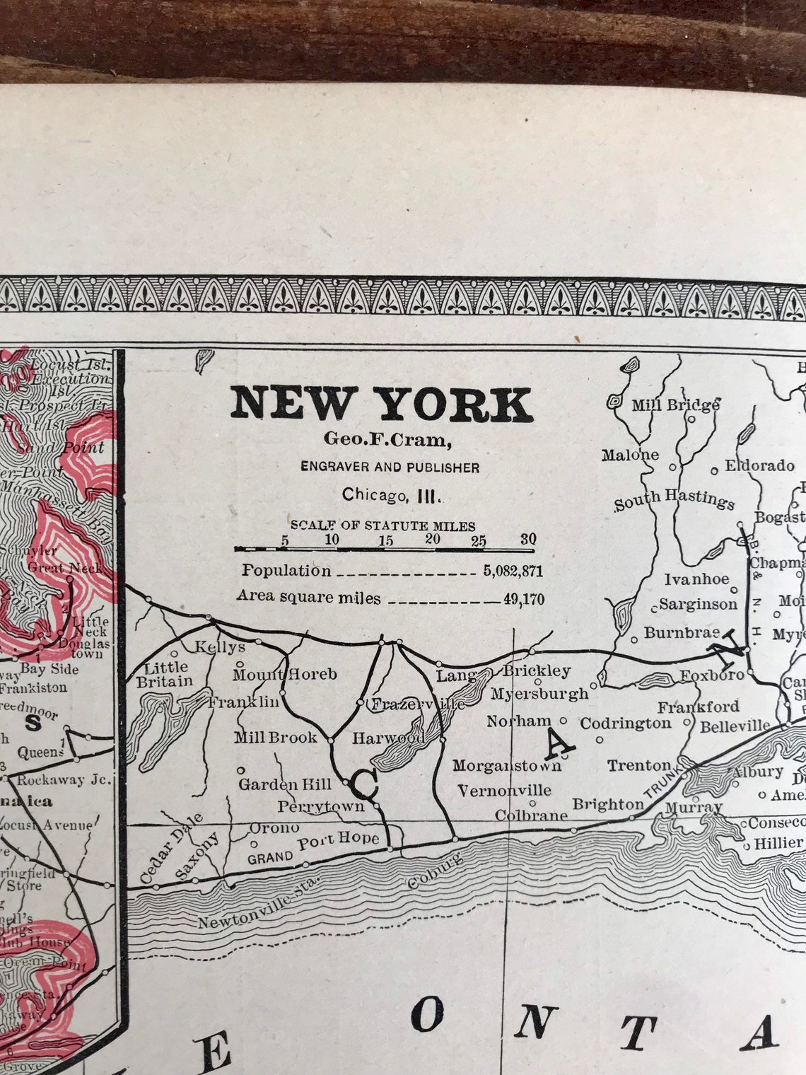 1885 Antique New York Map: the Peoples Illustrated and Descriptive ...