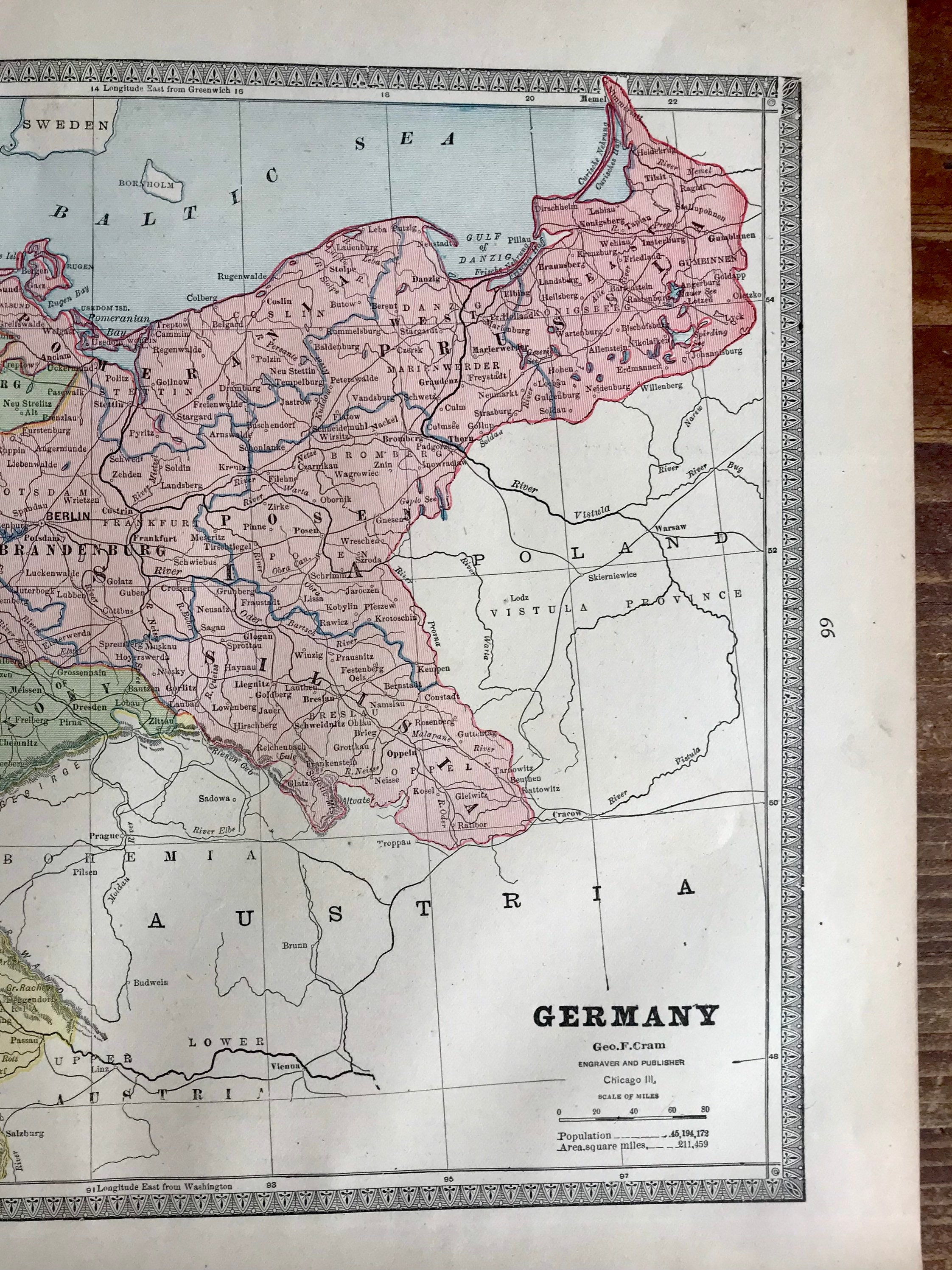 1885 Antique Germany/austria Map: the Peoples Illustrated and ...
