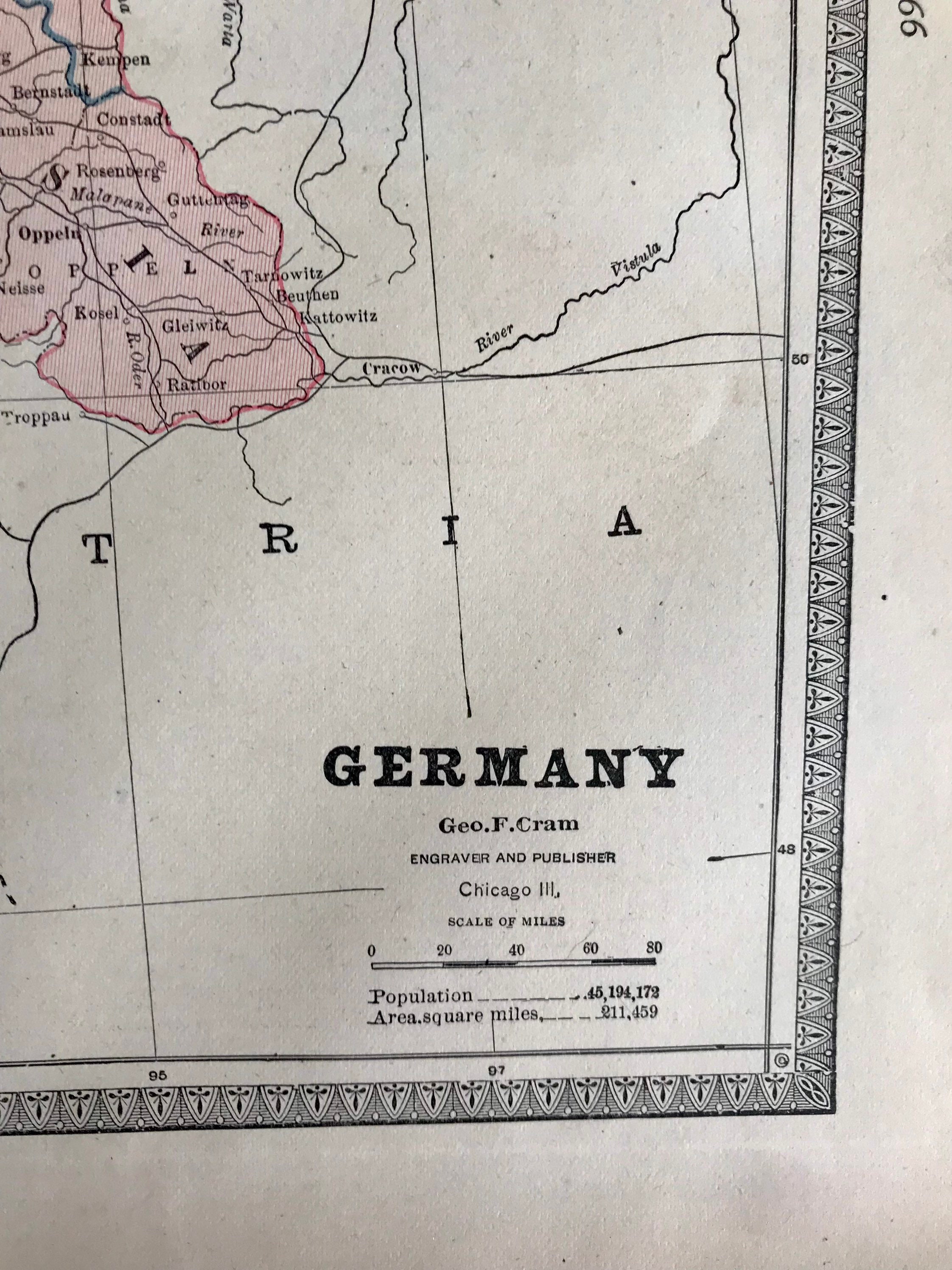 1885 Antique Germany/austria Map: the Peoples Illustrated and ...