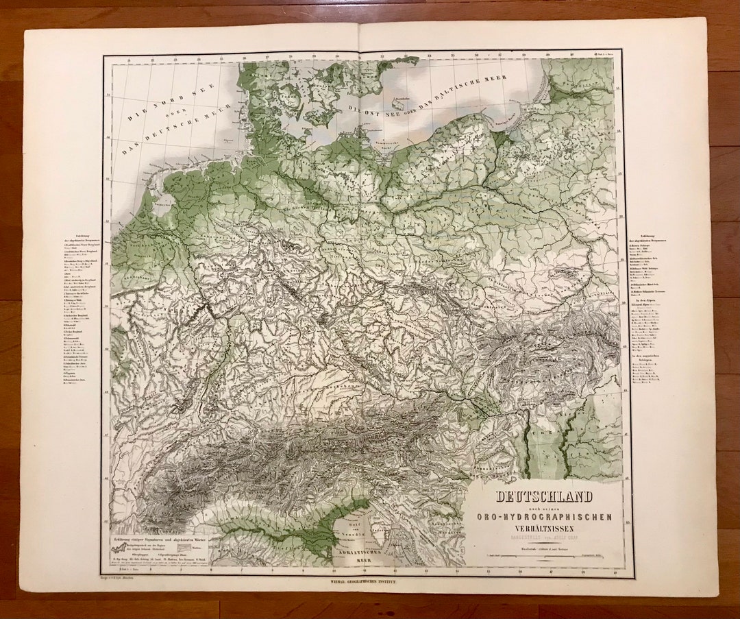 Deutschland (germany) Original Antique Map Print 1872 - Etsy