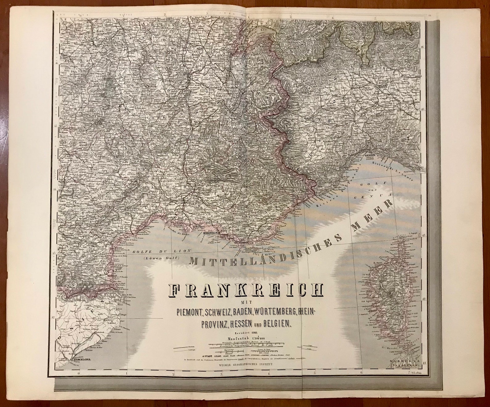 Frankreich france Original Antique Map Print 1872 - Etsy