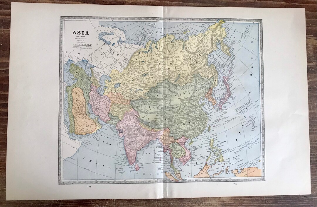 1885 Antique Map of Asia: the People’s Illustrated and Descriptive ...