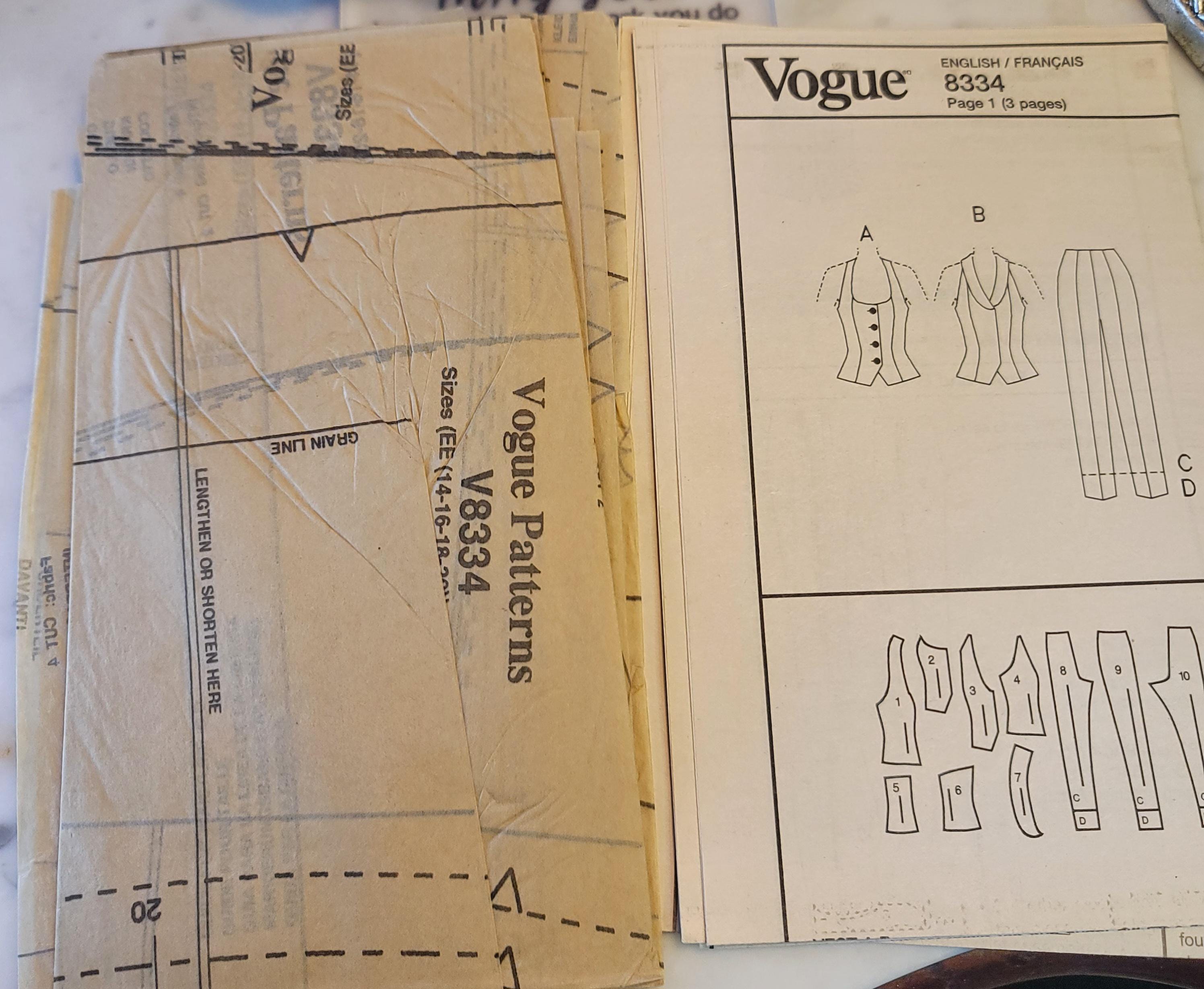 Vintage Vogue V8334 Sewing Pattern – Vest & Pants, 2000s, Size 14-20 ...