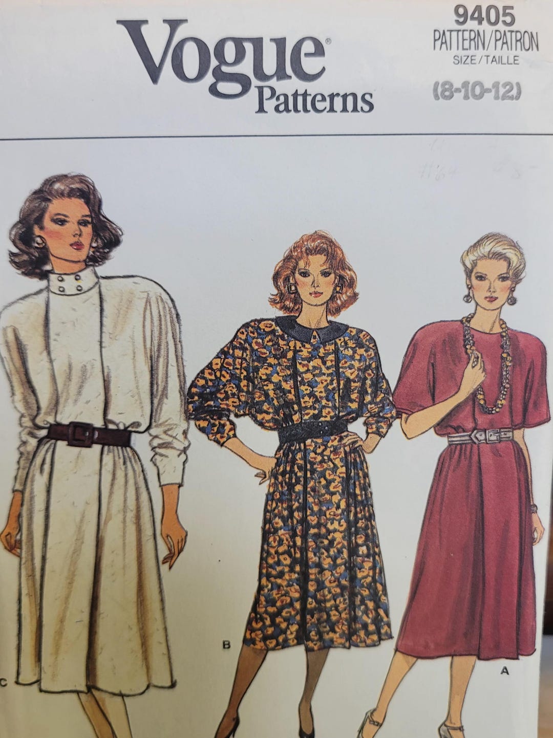 Vintage Vogue 9405 Sewing Pattern – Womens Dress, 1980s, Size 8 10 12 ...
