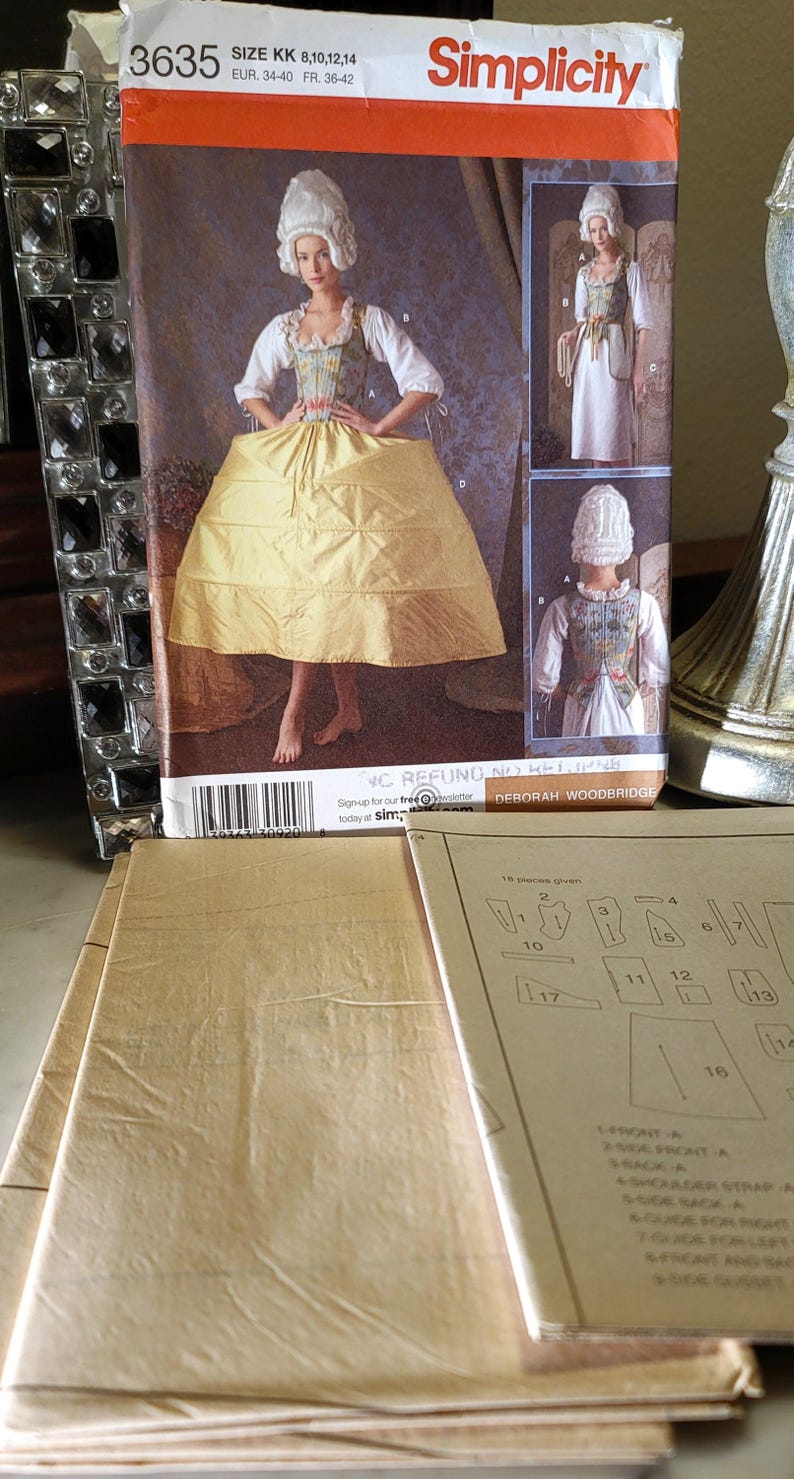 Simplicity 3635 18th Century Vintage Sewing Pattern Undergarments ...
