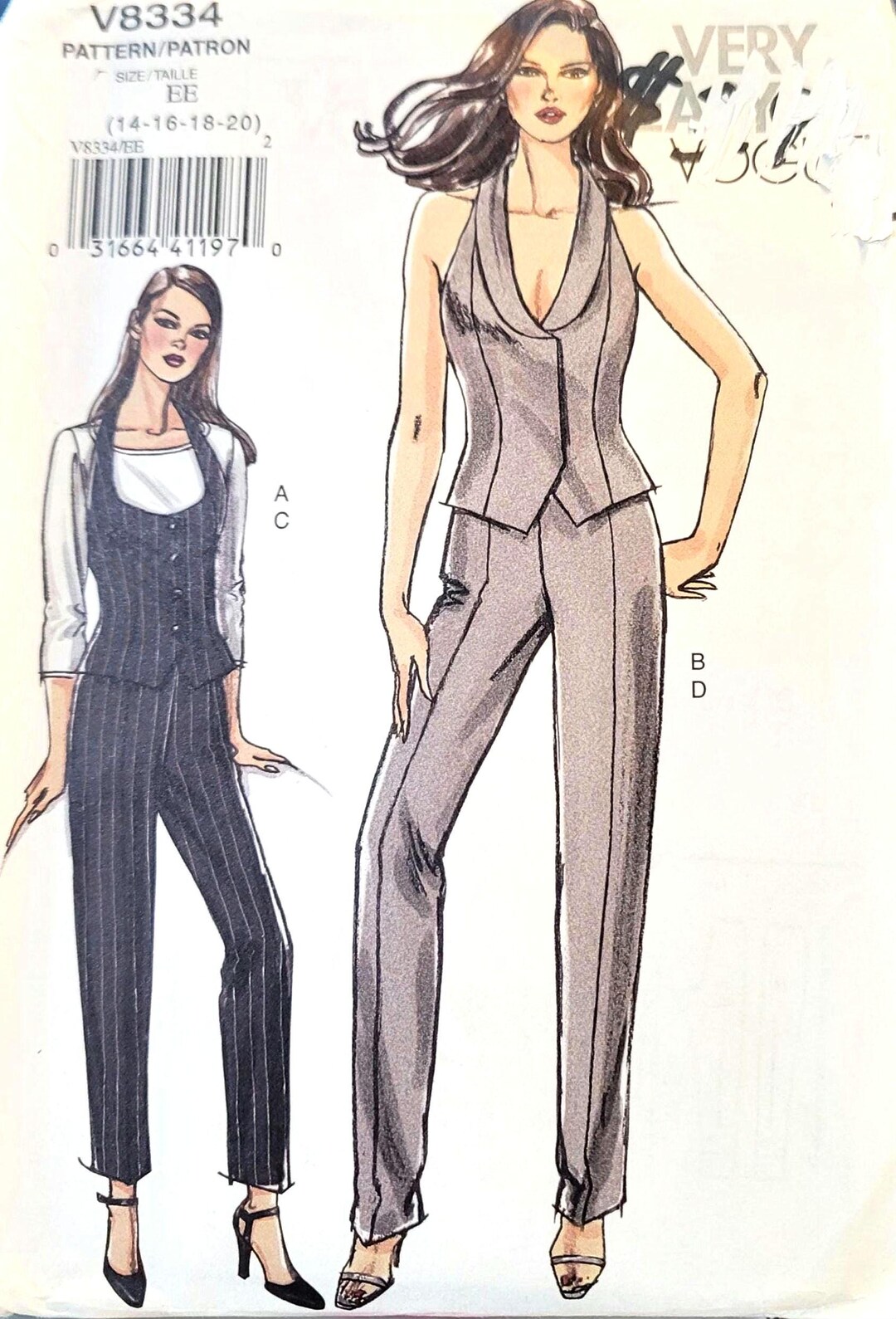 Vintage Vogue V8334 Sewing Pattern – Vest & Pants, 2000s, Size 14-20 ...