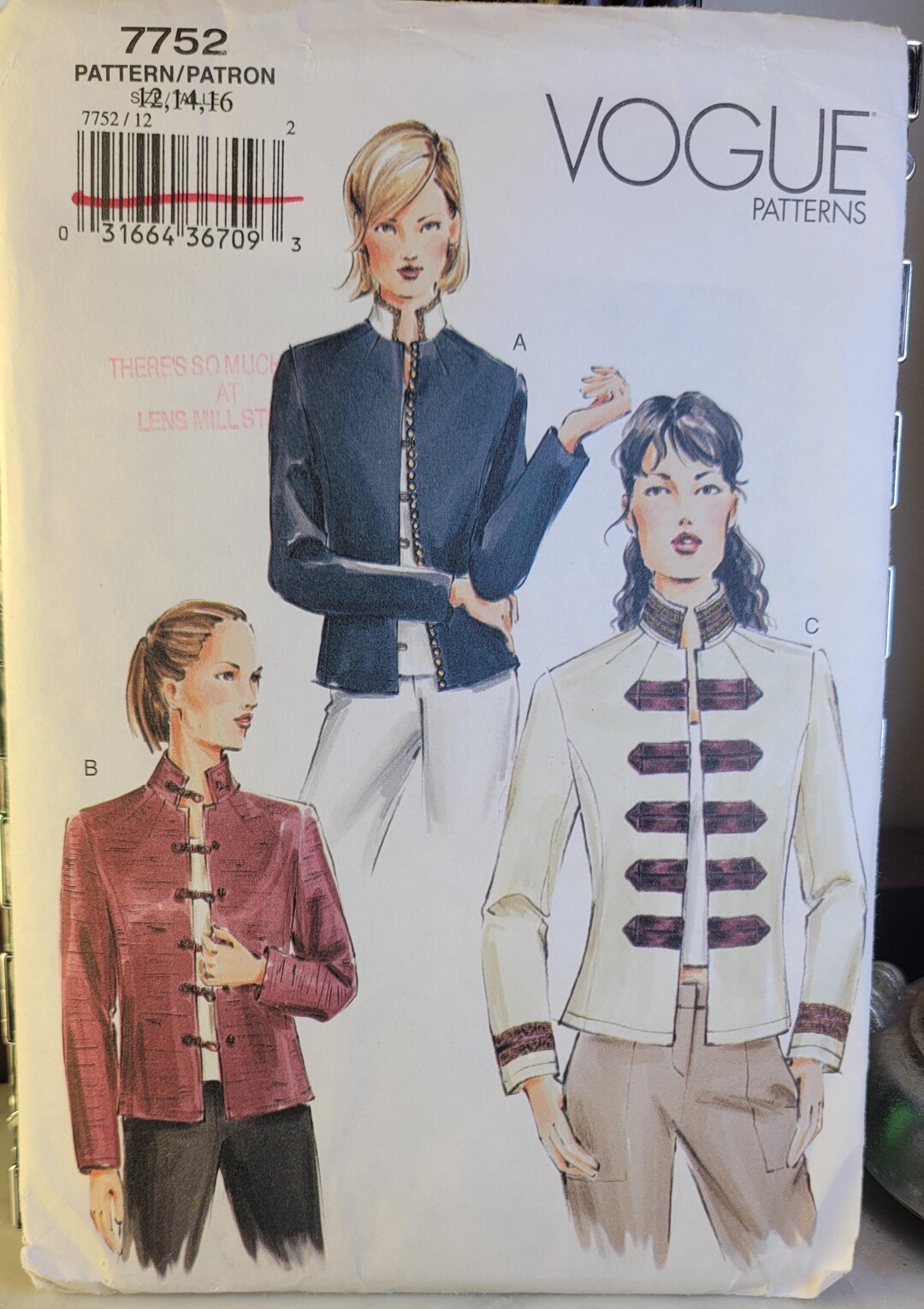 Statement Jacket Sewing Pattern – Vogue 7752, High Collar Jacket UNCUT ...
