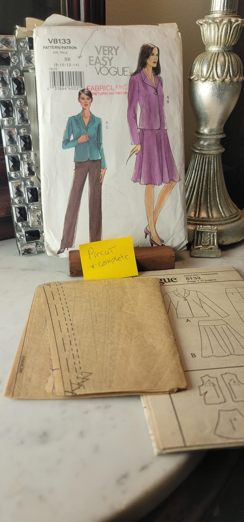 Vintage Vogue V8133 Very Easy Sewing Pattern | Womens Jacket Skirt ...