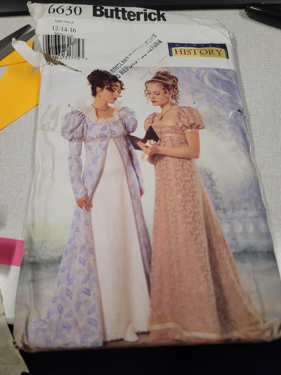 Butterick 6630 Misses Regency Empire . Jane Austen Dress. Sewing ...