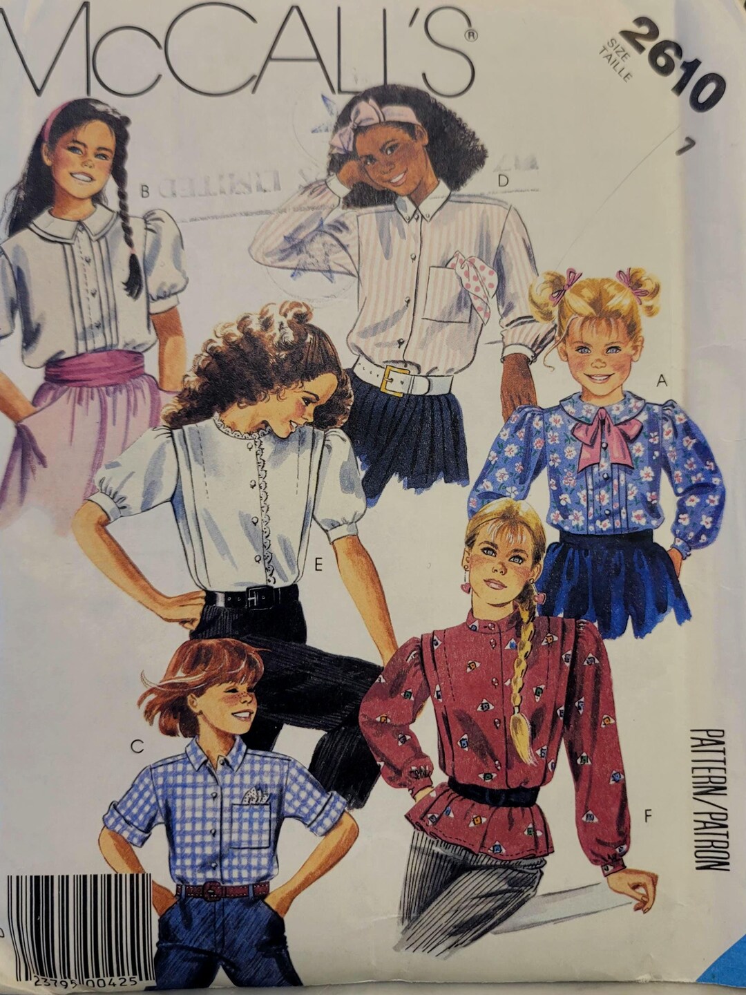 Girls Blouse Sewing Pattern – Vintage Mccalls 2610 Children and Girls ...