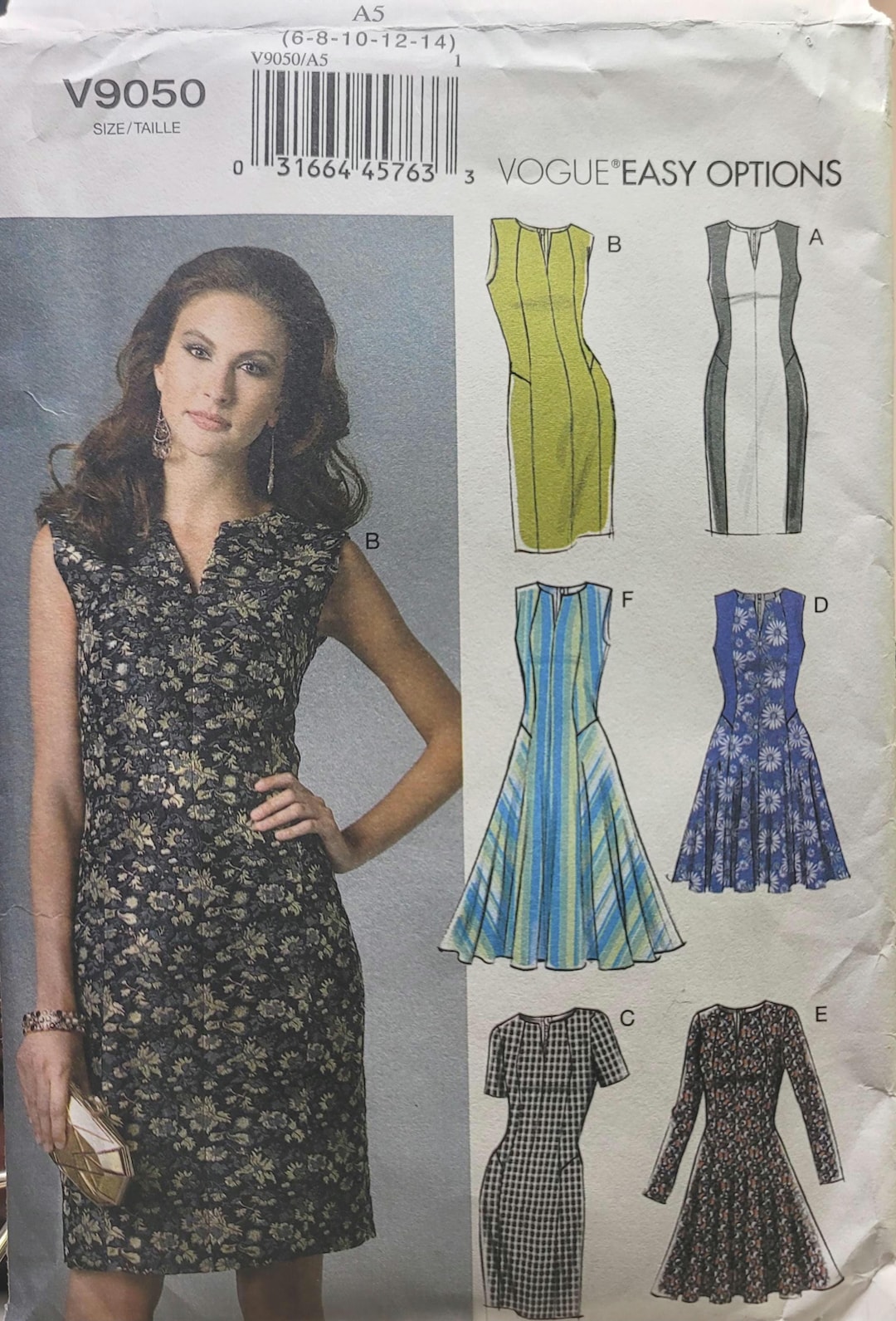 Vintage Vogue V9050 Sewing Pattern – Easy Options Dress, 2014, Size 6 ...