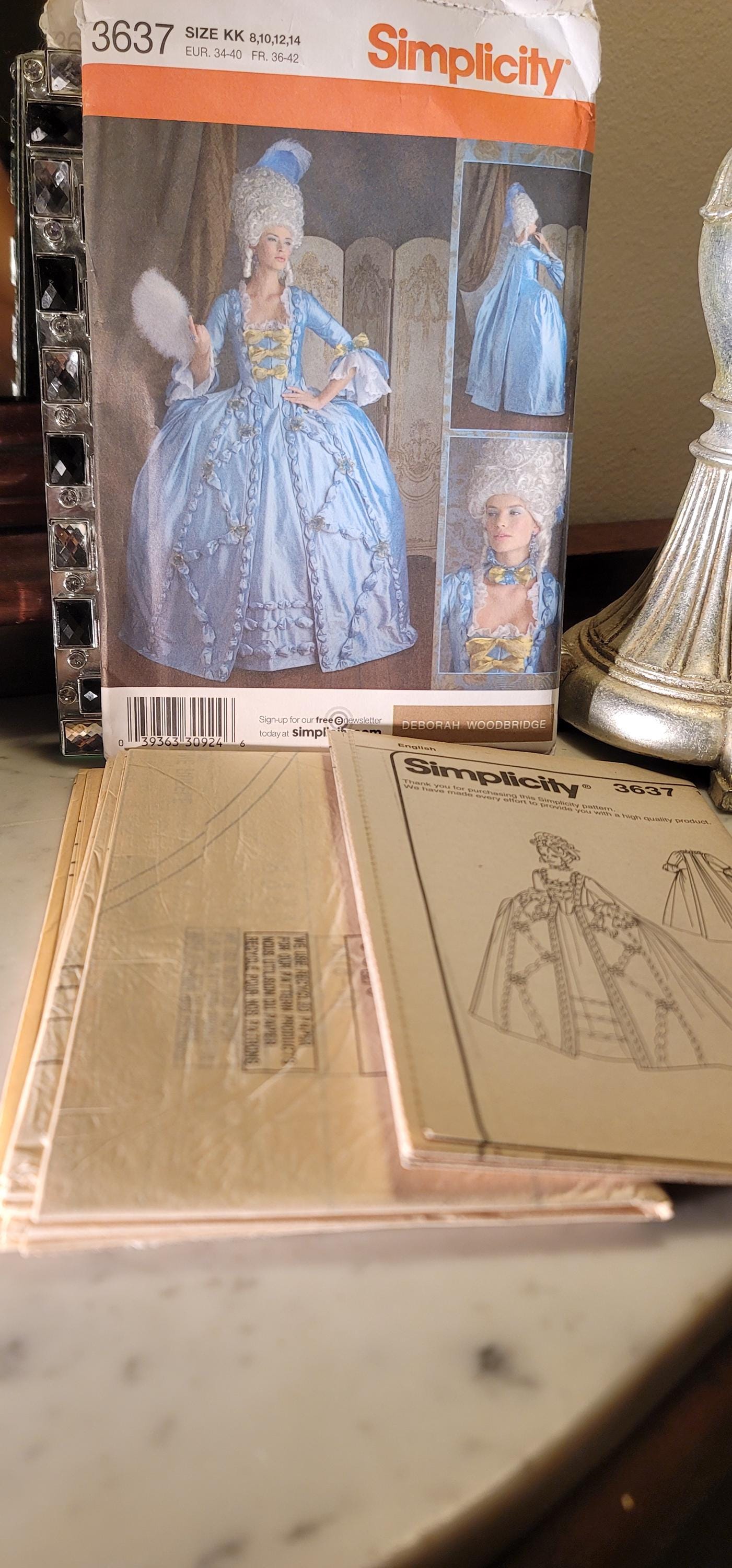 Simplicity 3637 Rococo Gown Sewing Pattern: Uncut Size KK (8-14) Ca ...
