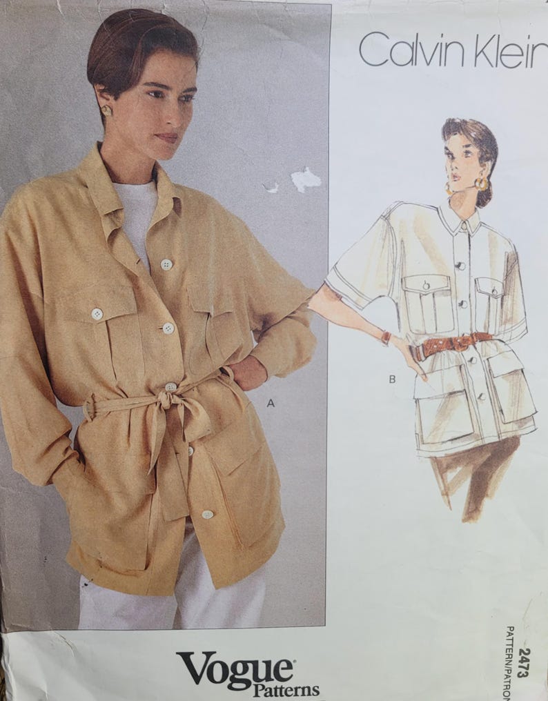 Vintage Vogue 2473 Sewing Pattern – Calvin Klein Safari Jacket, 1990 ...