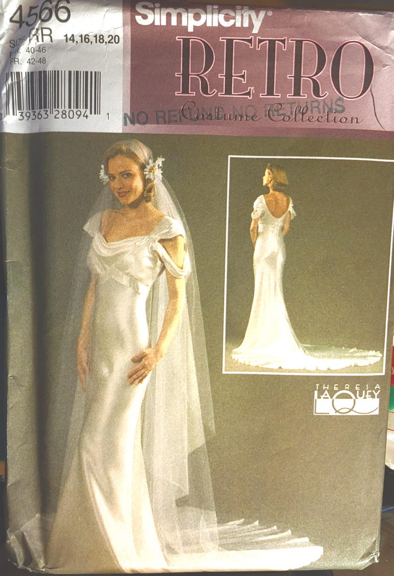 Simplicity RETRO Wedding Gown Patterns 4566 Dress Size RR (14-20 ...