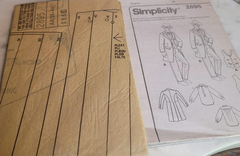 Vintage Simplicity 2895 Sewing Pattern – Mens Victorian Frock Coat ...