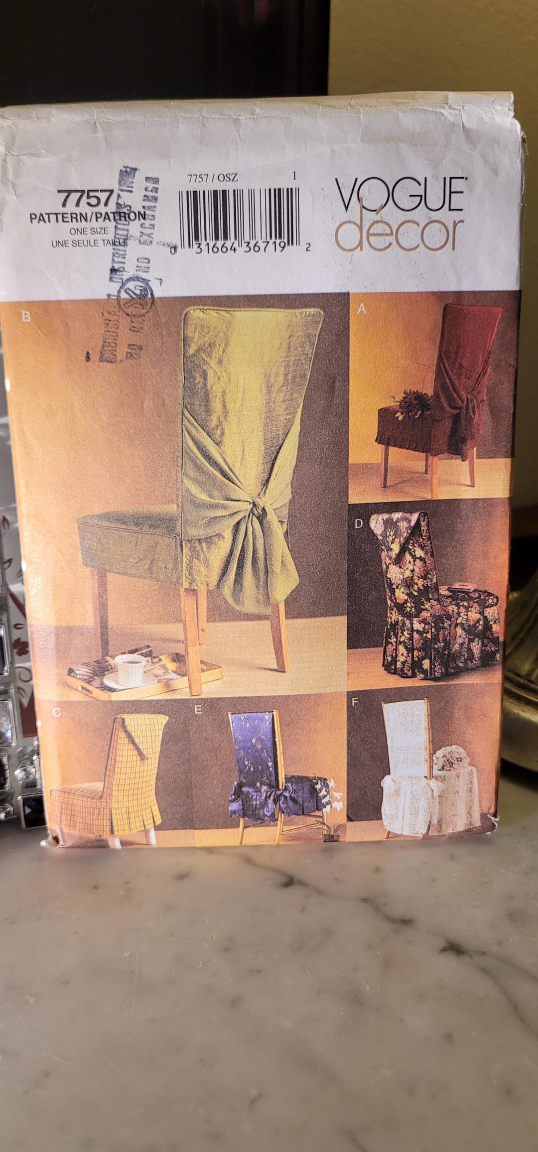 Chair Cover Sewing Pattern With Skirt & Ties | Vogue Decor 7757 ...