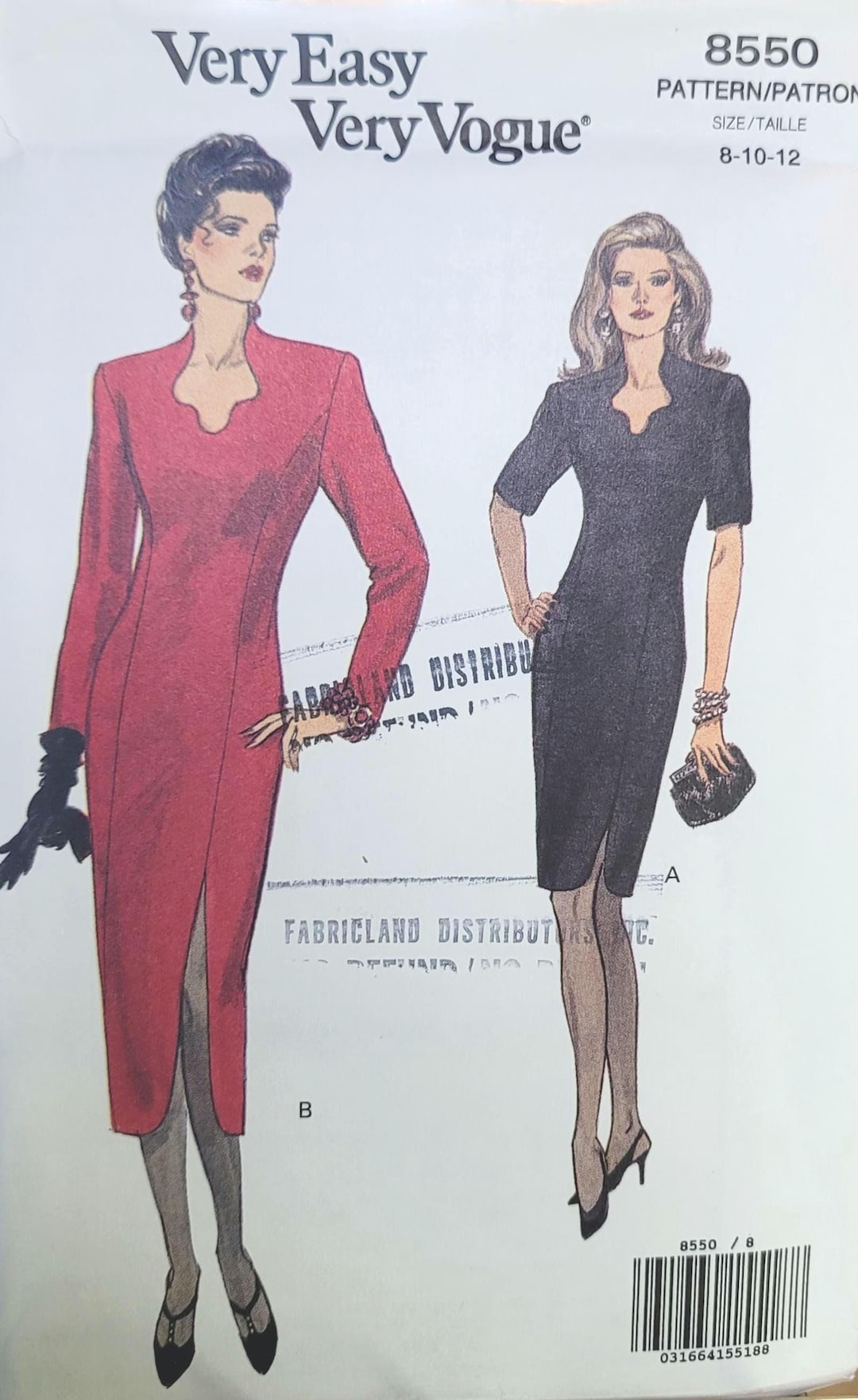 1980s Office Cocktail Dress Pattern – Vogue 8550 Fitted Sheath, Size 8 ...