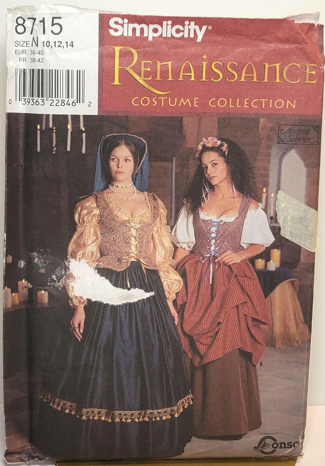 Renaissance Costume Sewing Pattern Simplicity 8715 Medieval Gown ...
