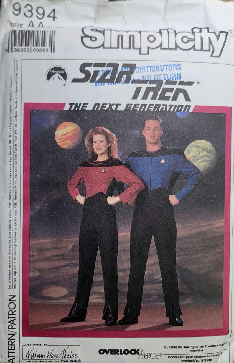 Vintage Simplicity 9394 Sewing Pattern – Star Trek Jumpsuit, 1990s ...