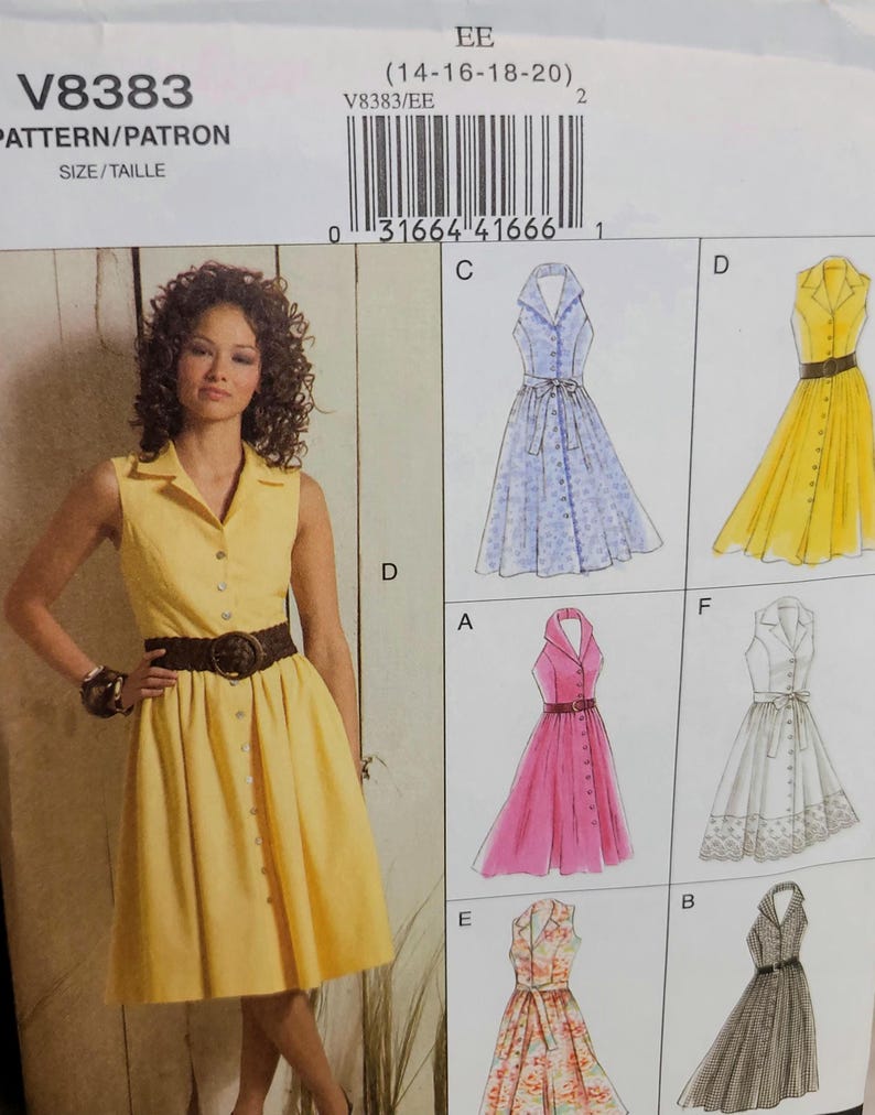Vogue V8383 Easy Options Dress Pattern 2008 Uncut EE 14–20 Out of Print ...
