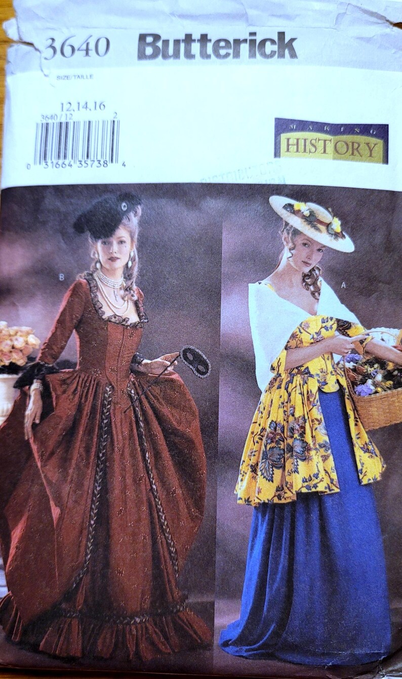 Georgian Dress Sewing Pattern Butterick 3640 | 18th Century Gown ...