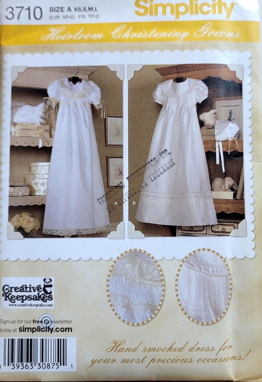 Vintage Simplicity Creative Keepsakes Sewing Pattern – Heirloom Dress ...