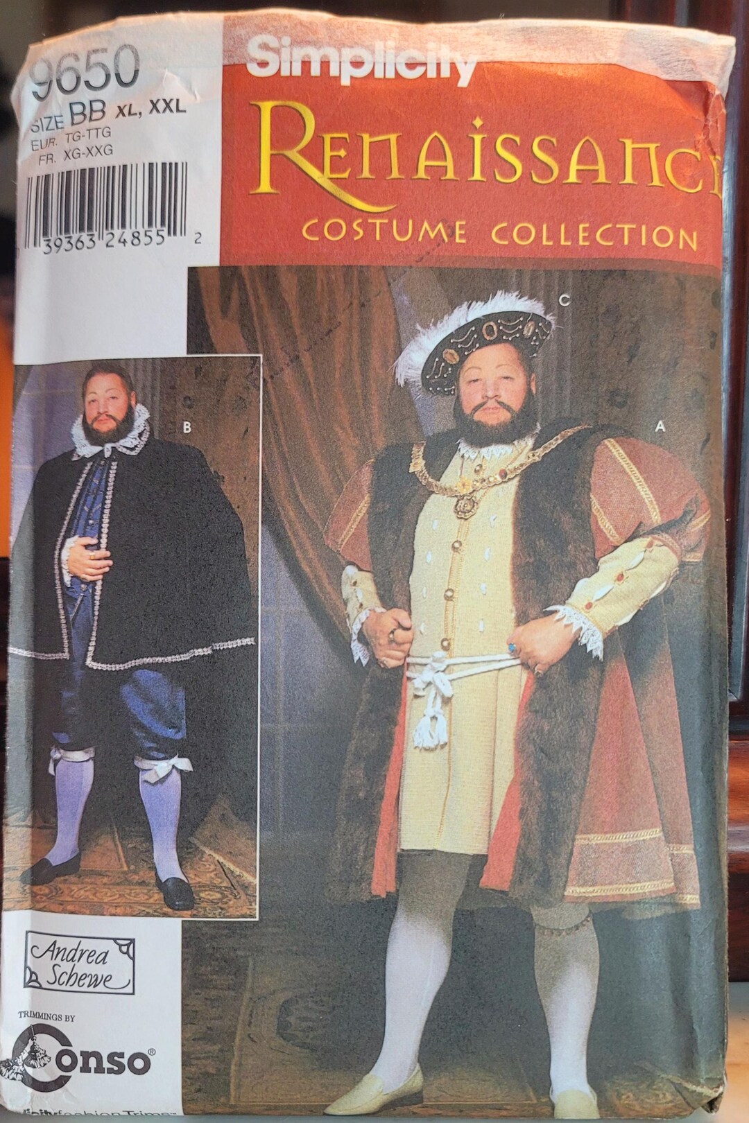 King Henry VIII Costume Sewing Pattern: Simplicity 9650, Men's XL-XXL ...