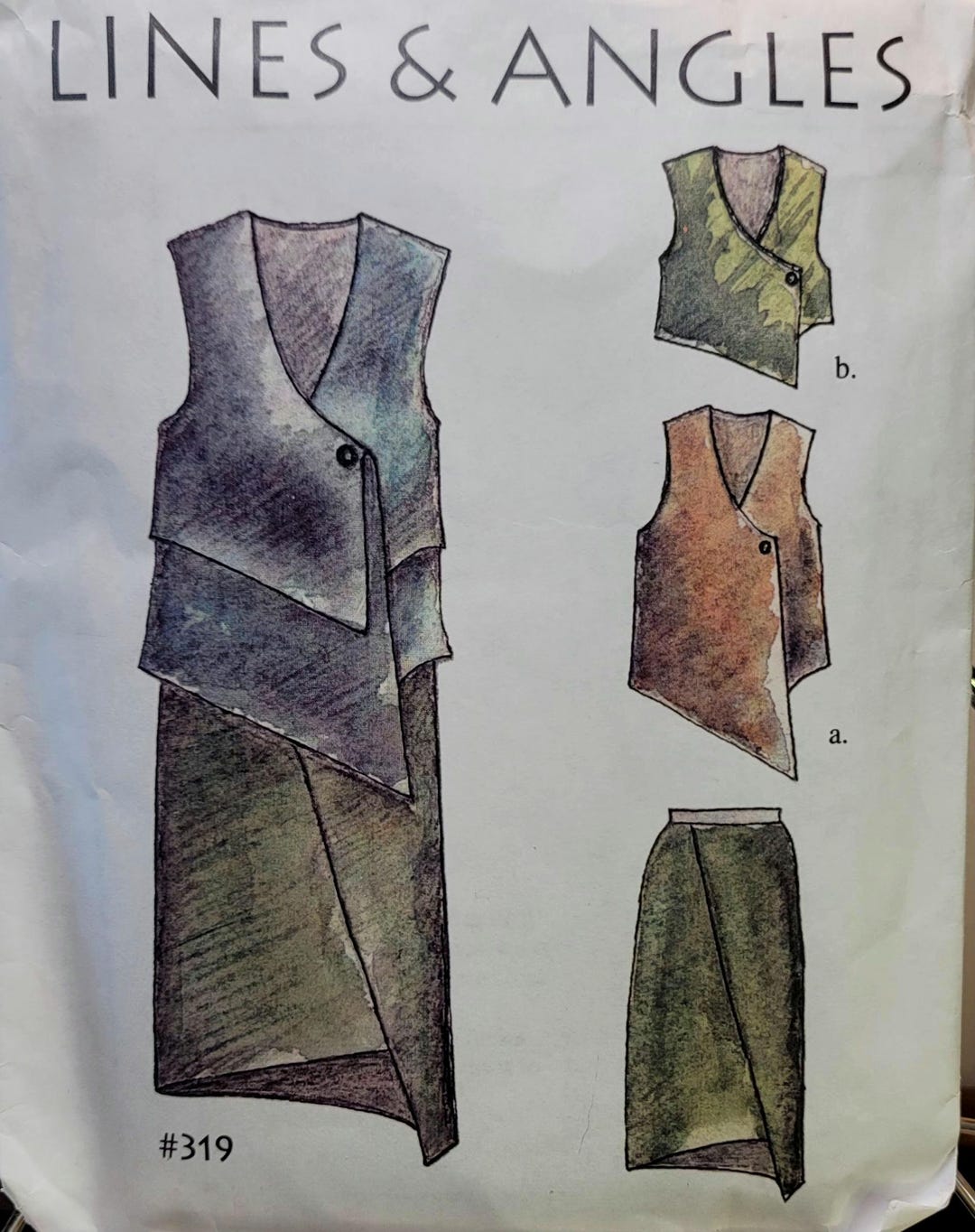 Lines and Angles 319 Sewing Pattern 1997 Asymmetrical Vest Skirt Womens ...