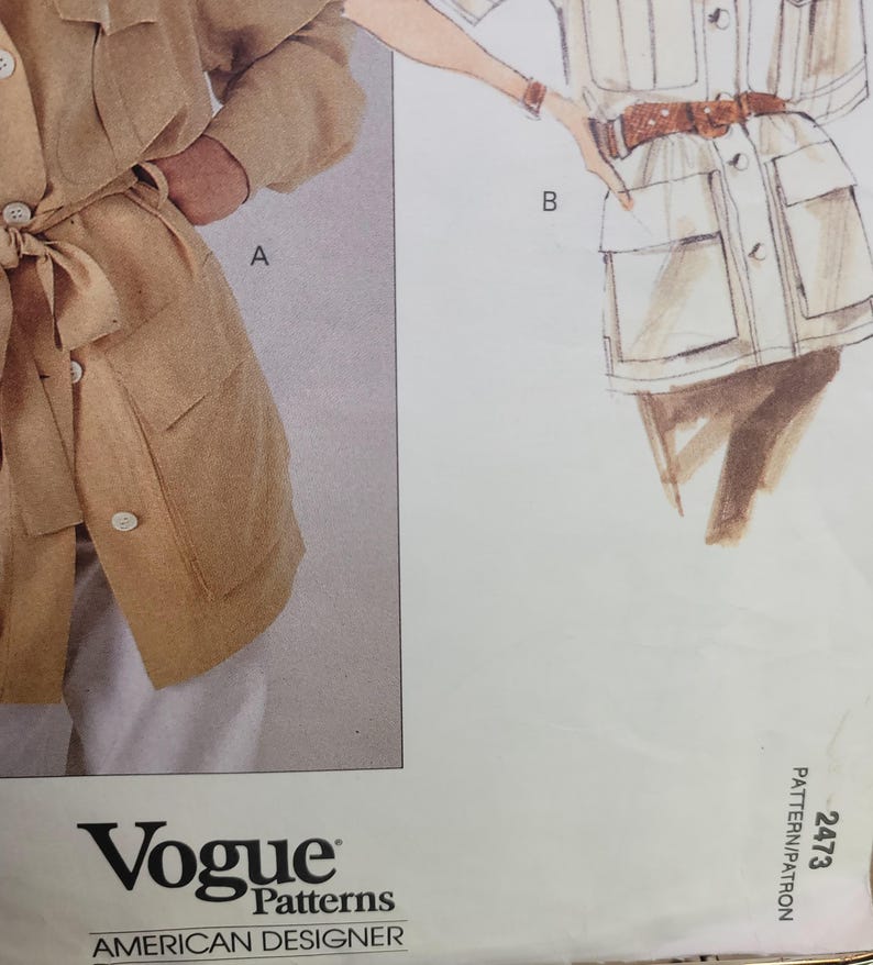 Vintage Vogue 2473 Sewing Pattern – Calvin Klein Safari Jacket, 1990 ...