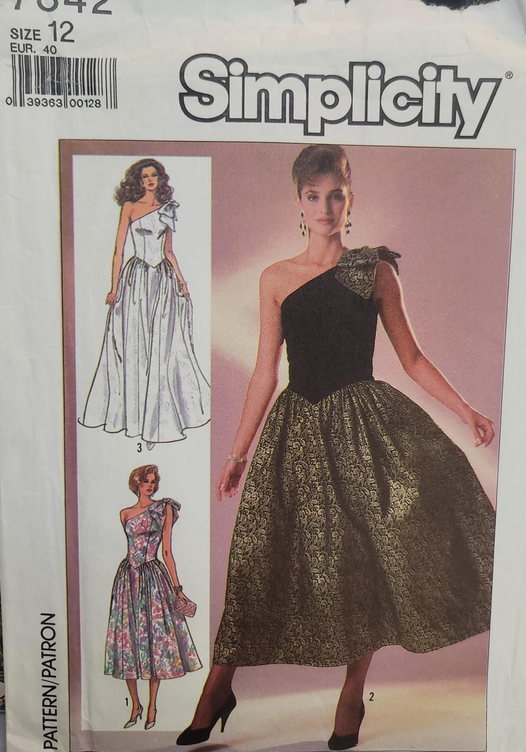 Vintage Simplicity 7842 Sewing Pattern – One Shoulder Evening Dress ...