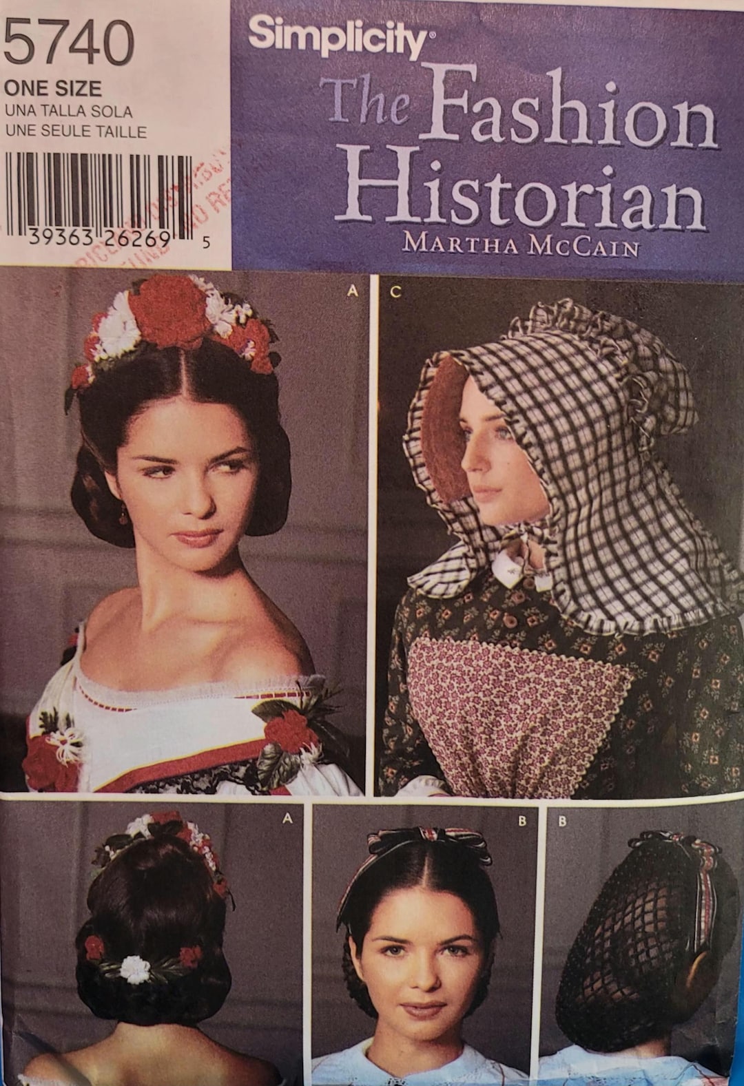 Civil War Bonnet Sewing Pattern – Vintage Simplicity 5740 Historical ...