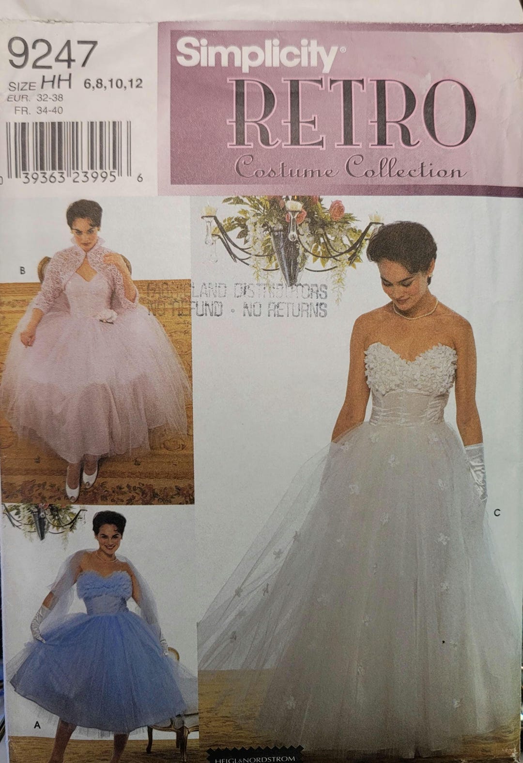 Vintage Prom Dress Pattern – Simplicity 9247 Retro Gown Costume, Sizes ...