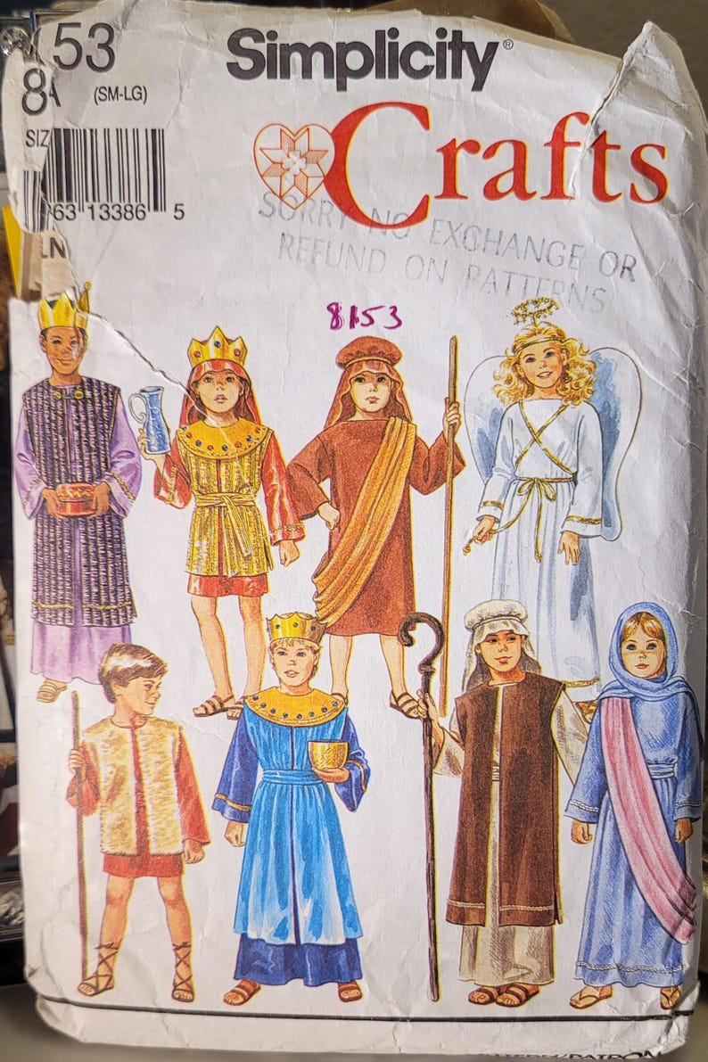 Vintage Nativity Costume Pattern: Simplicity 8153, Children's Size 8 ...