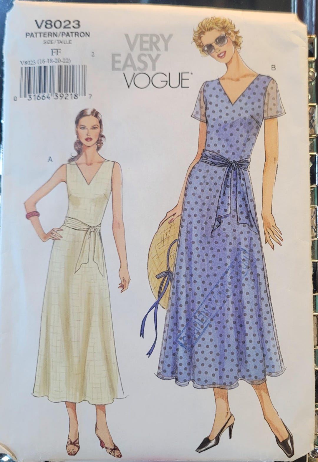 Vogue 8023 Very Easy 2000s Vintage Sewing Pattern Dress Size 16 18 20 ...