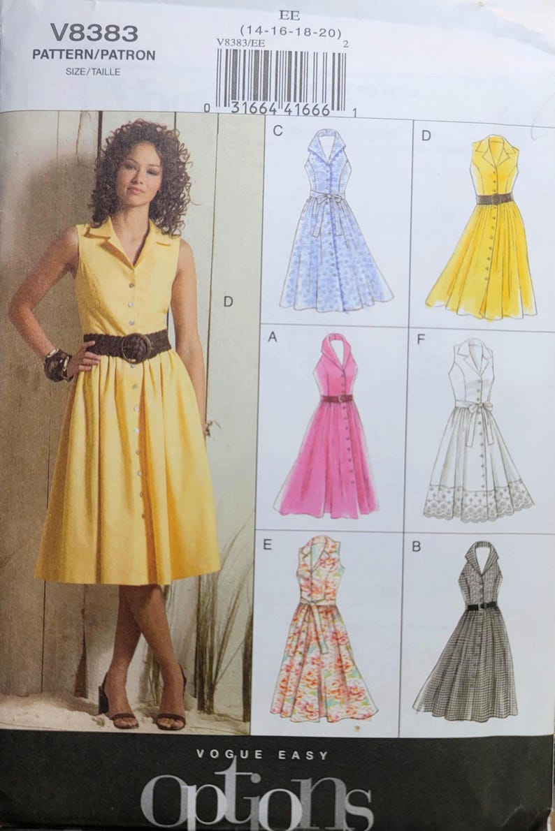 Vogue V8383 Easy Options Dress Pattern 2008 Uncut EE 14–20 Out of Print ...
