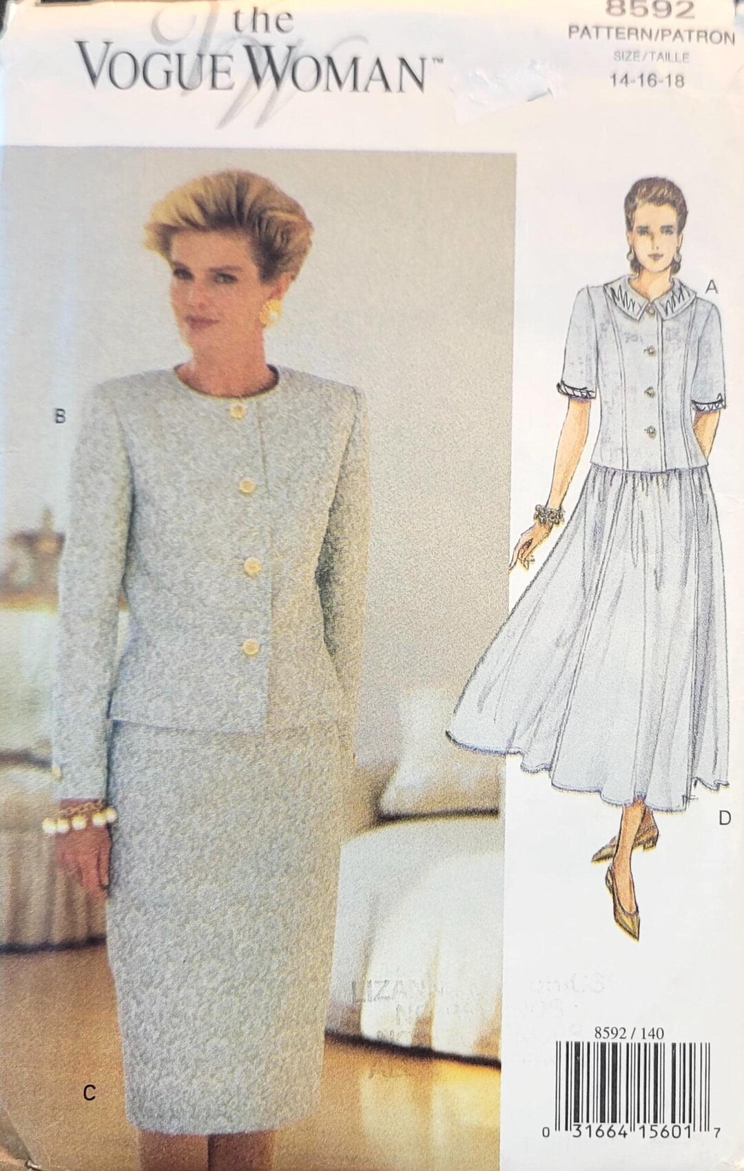 Vogue 8592 Vogue Woman 1980s Vintage Sewing Pattern Jacket Skirt Dress ...