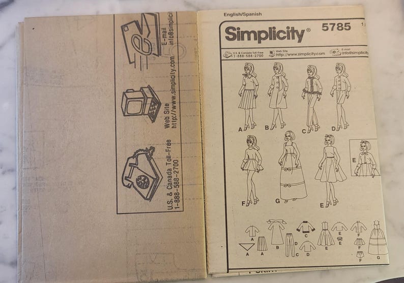 Barbie Doll Clothes Sewing Pattern – Simplicity 5785 Fashion Doll ...