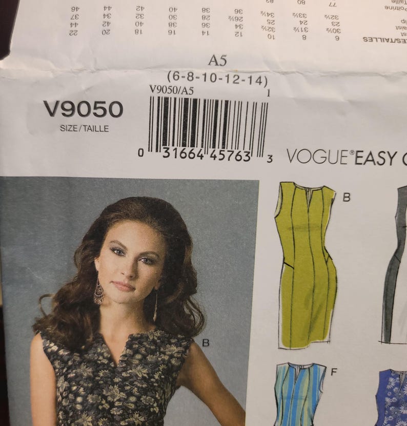 Vintage Vogue V9050 Sewing Pattern – Easy Options Dress, 2014, Size 6 ...