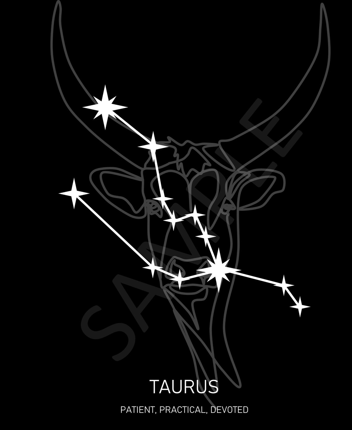Taurus Star Sign Single Line Drawing One Line Drawing | Etsy