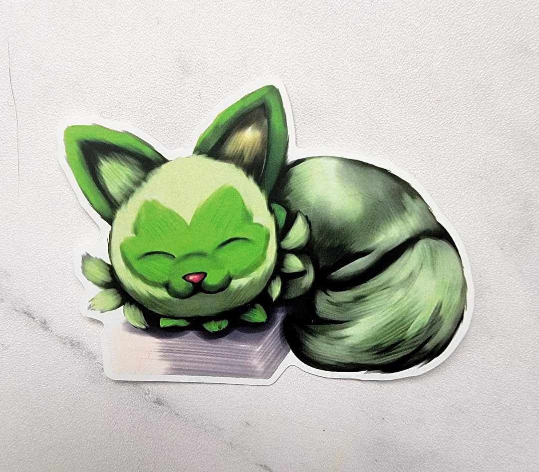 Sprigatito Sleeping on Stack of Papers Sticker - Premium Matte Vinyl ...