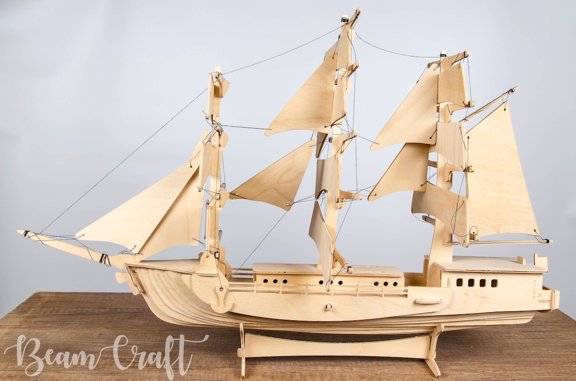 Ship Sailing Clipper Puzzle Woodcraft Kit Model 3d Wooden Kid - Etsy