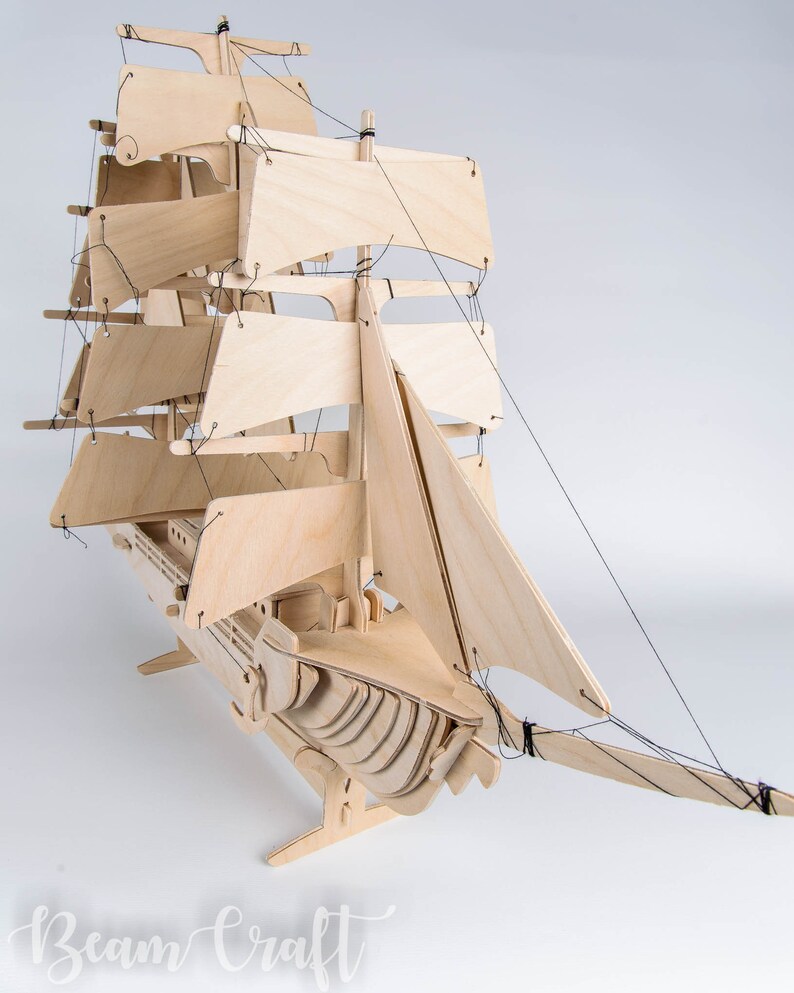 Ship Sailing Clipper Puzzle Woodcraft Kit Model 3d Wooden Kid - Etsy