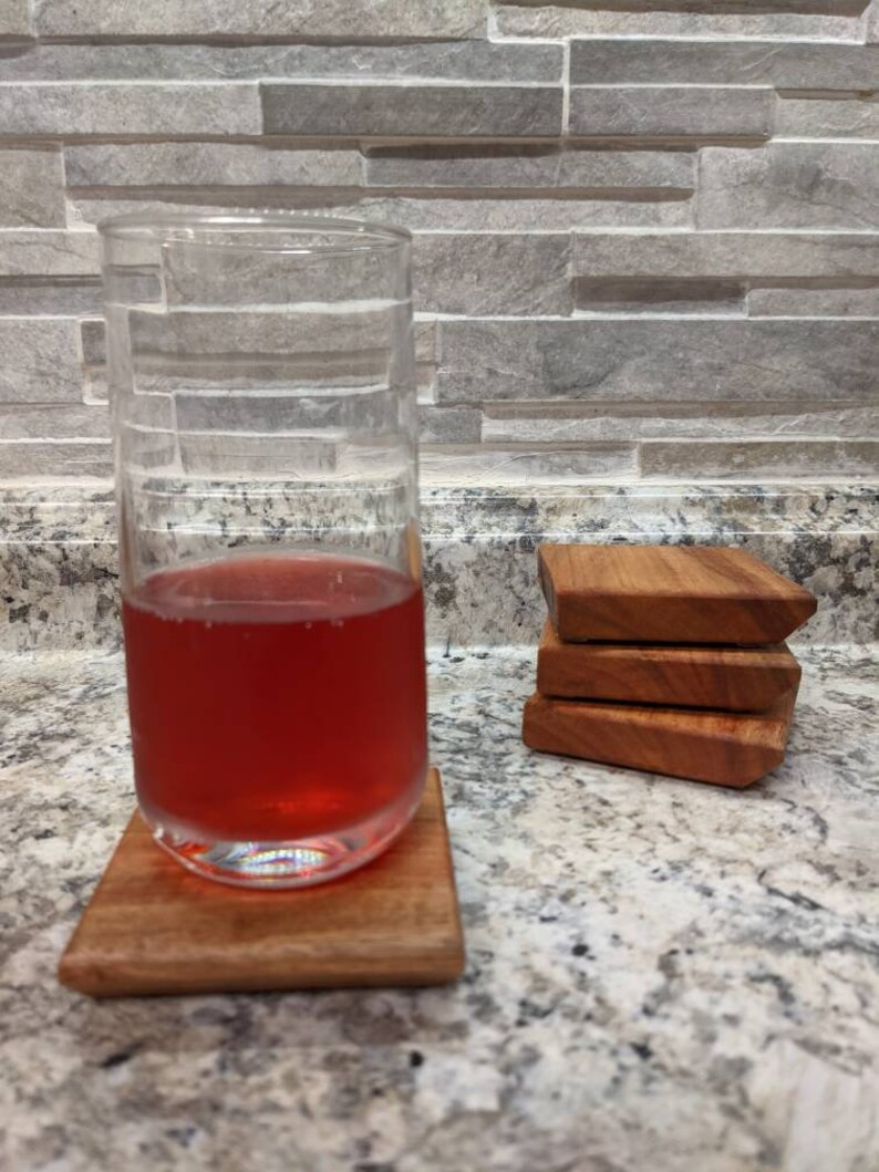 Mid Century Modern Wood Bar Drink Coaster Set Hand Made Gift High End ...