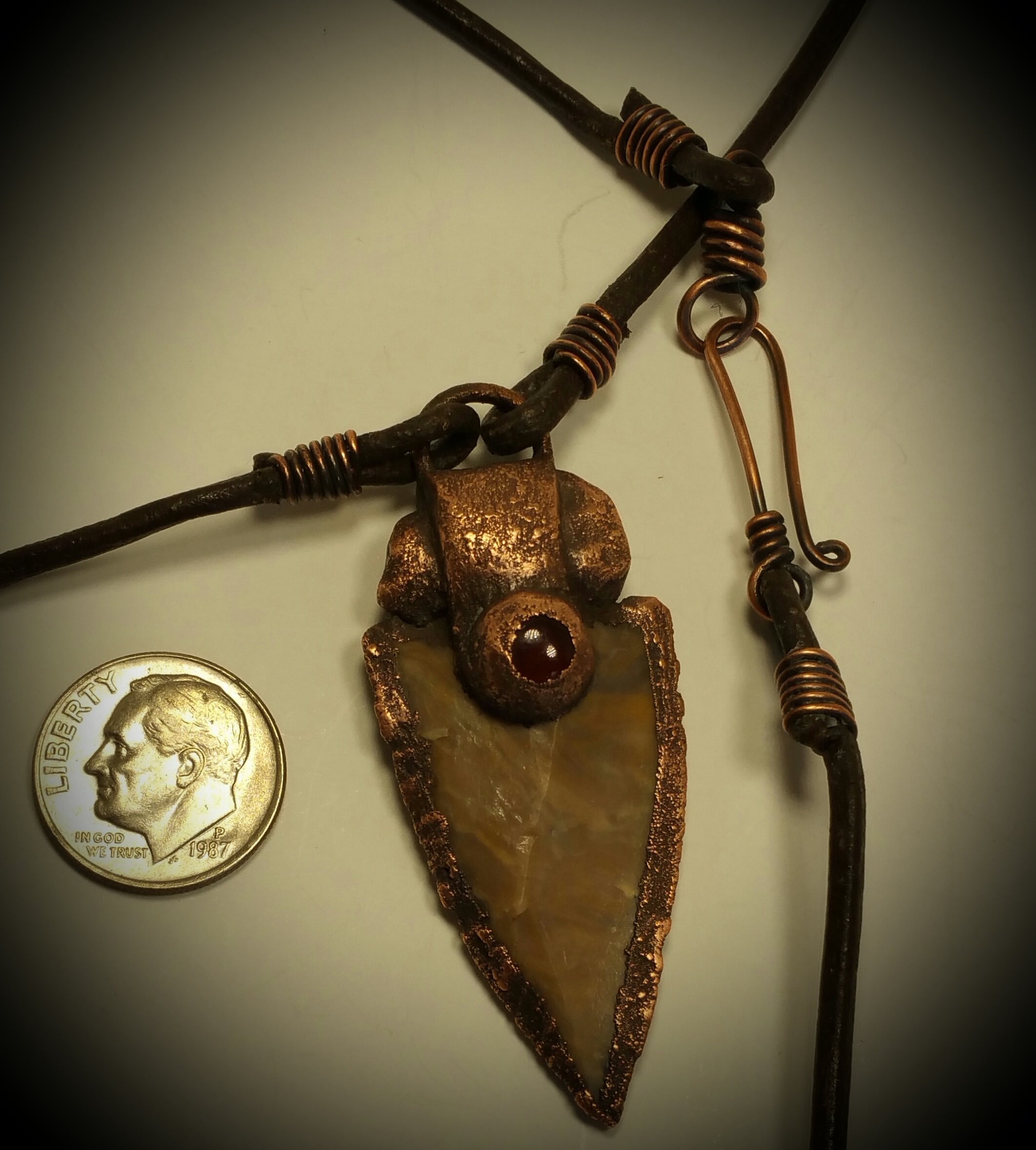 Copper Electroformed Chipped Jasper Arrow Pendant - Etsy