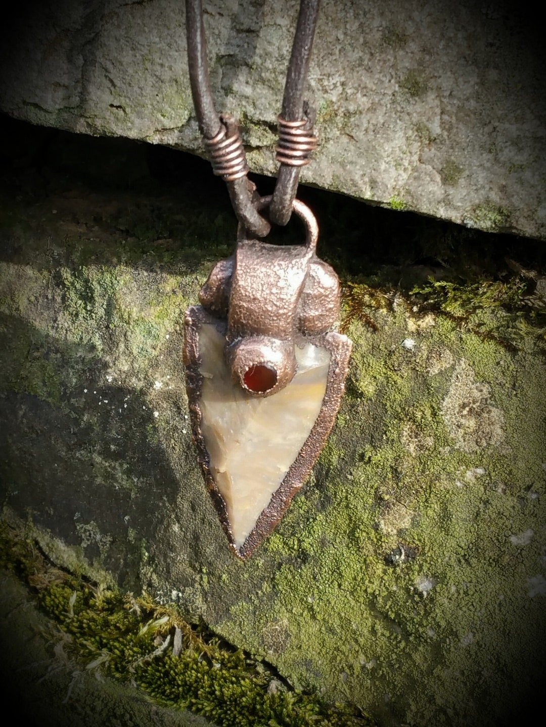 Copper Electroformed Chipped Jasper Arrow Pendant - Etsy